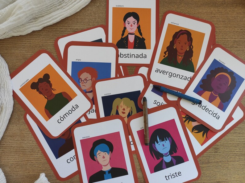 Spanish Emotion Flashcards | Digital Download, Language, Vocabulary ...