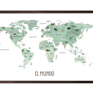 Spanish World Map | Digital Download, Printable, El Mundo, Español ...