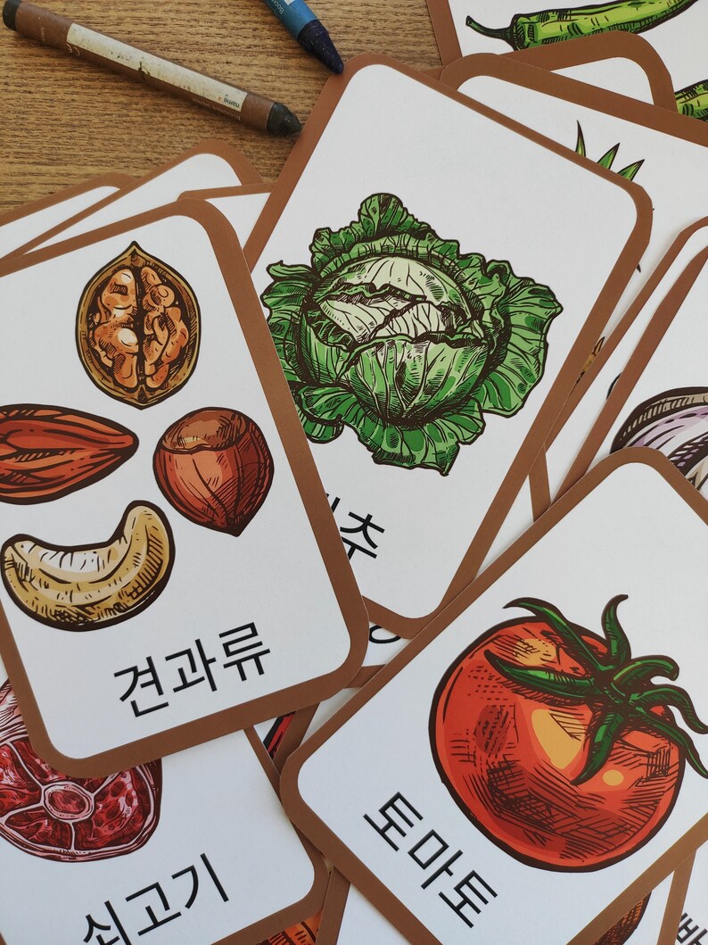 Korean Food Flashcards | Digital Download, Language, School Supplies ...