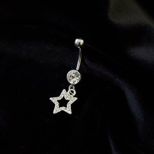 14G Surgical Steel Star Belly Ring - Etsy