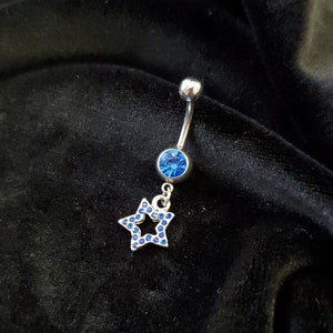 14G Surgical Steel Star Belly Ring - Etsy