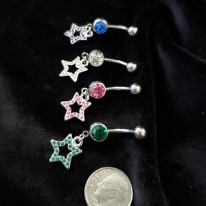 14G Surgical Steel Star Belly Ring - Etsy