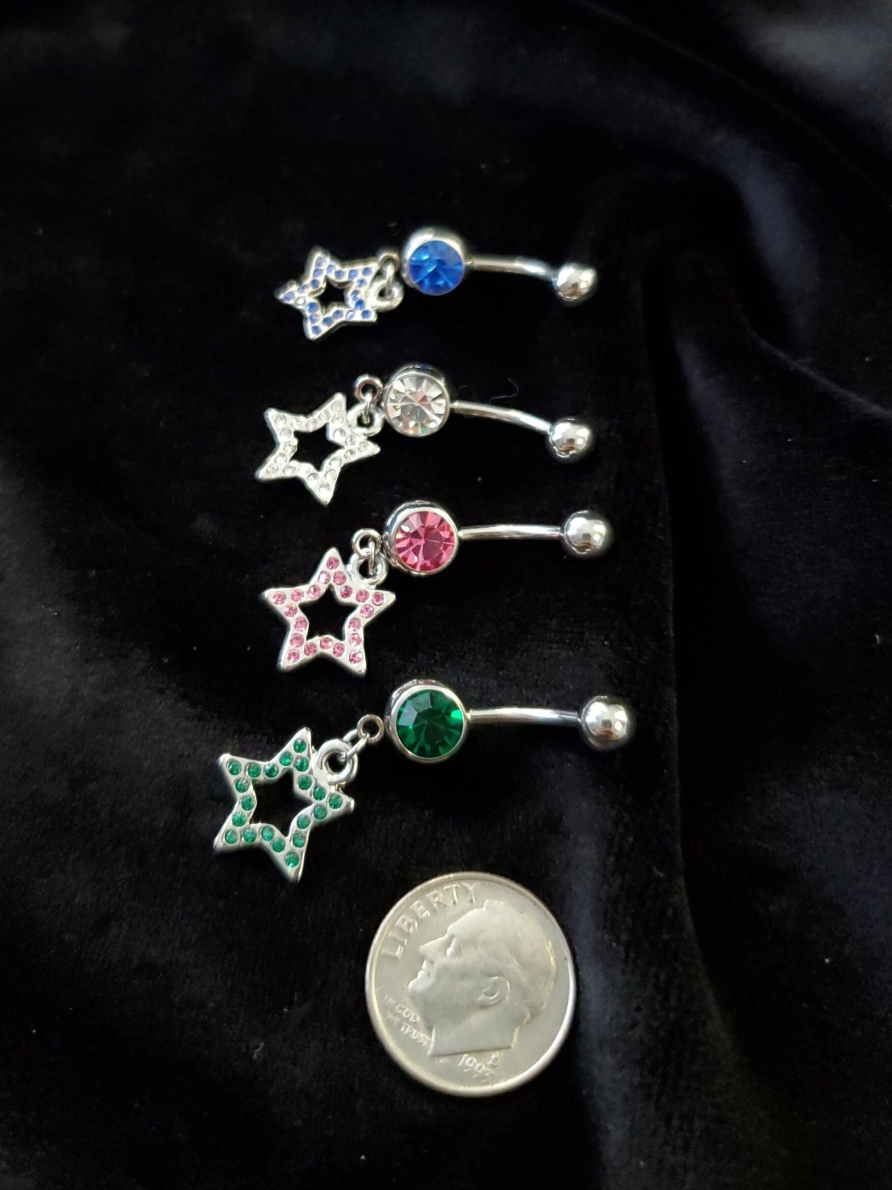 14G Surgical Steel Star Belly Ring - Etsy