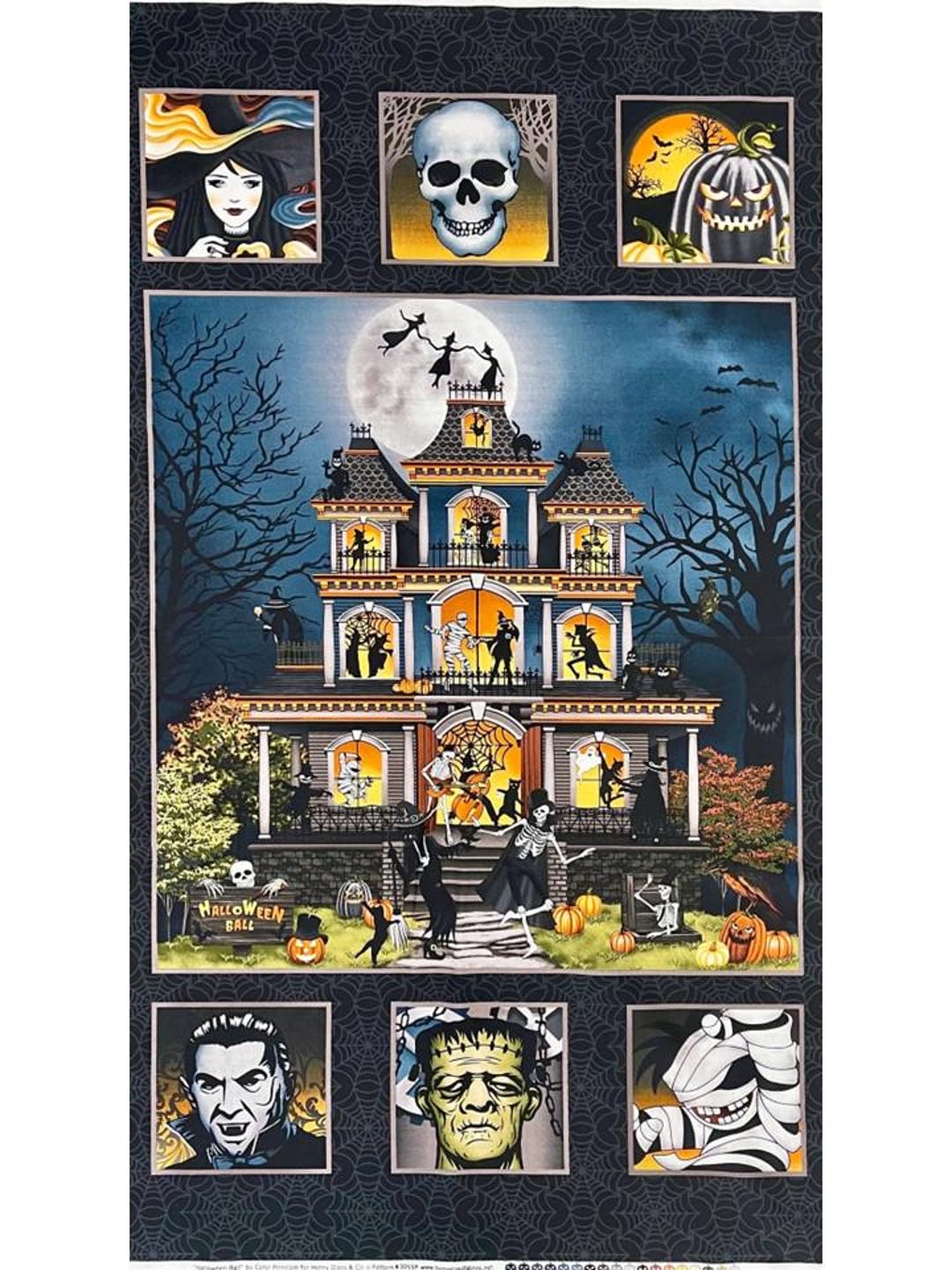 Halloween Ball 24 Haunted House Fabric Panel by Henry Glass. - Etsy