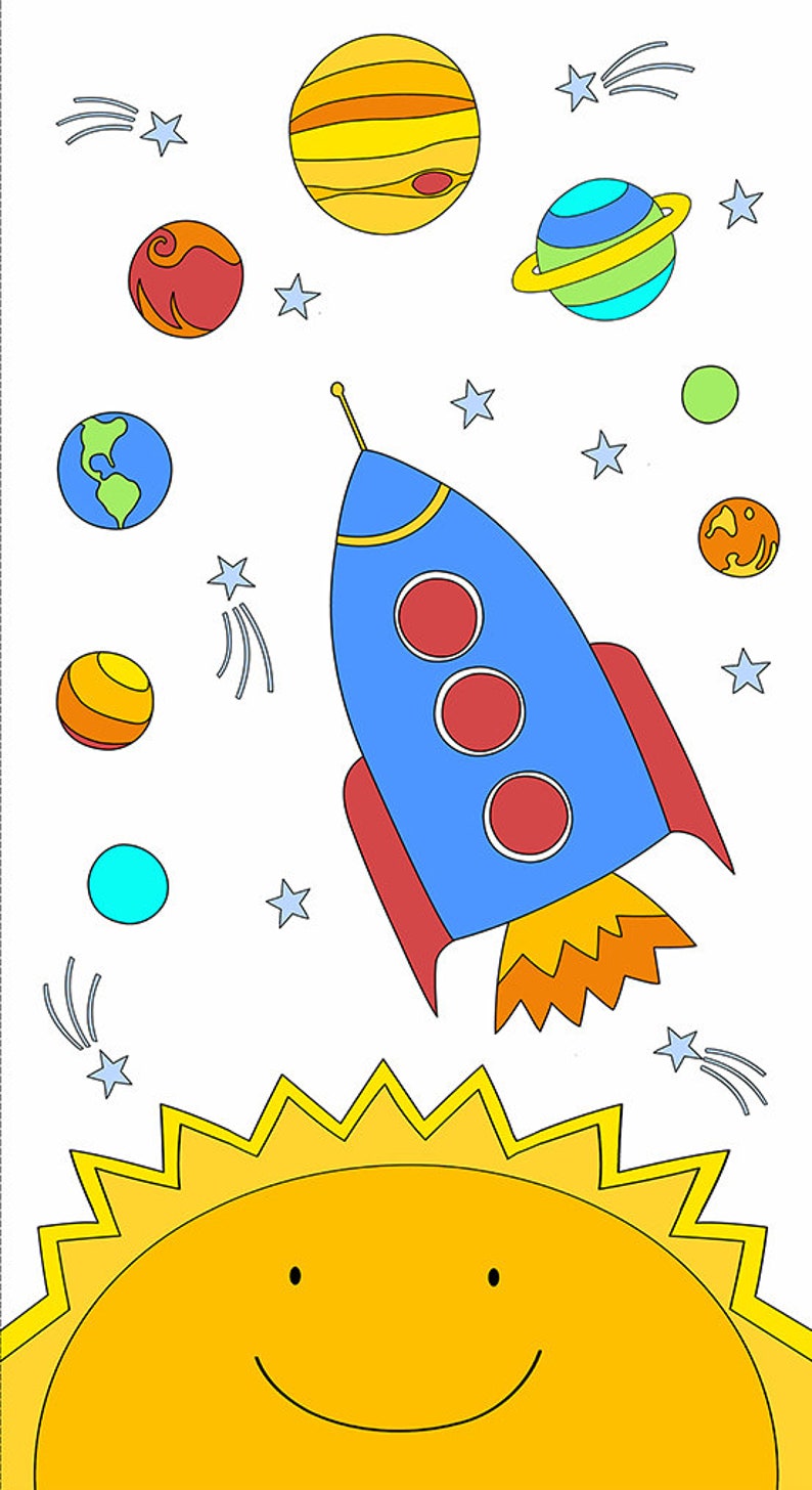 Spaced Out by Andover Fabrics. Rockets, Planets, Sun, Moon, Stars ...