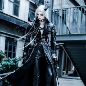 BJD HID ID75 Preorder Faux Leather Jacket PU Slim Pants Clothes Set ...