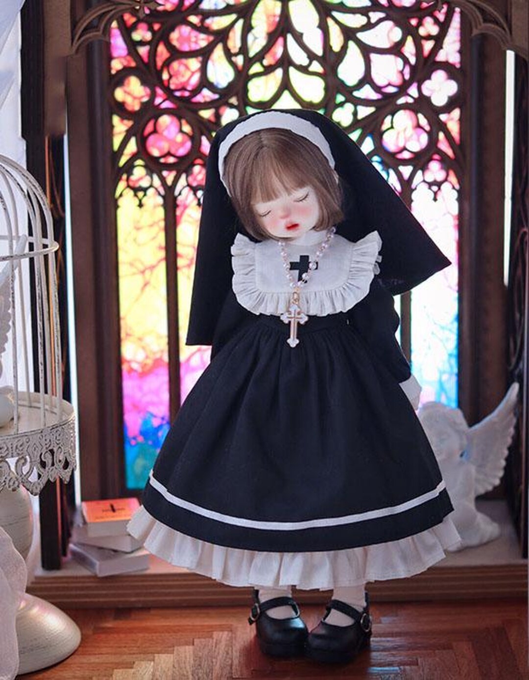 1/6 in Stock Nun's Clothes Set Veil+ Robe Girls Outfit Yosd BJD Scepter ...