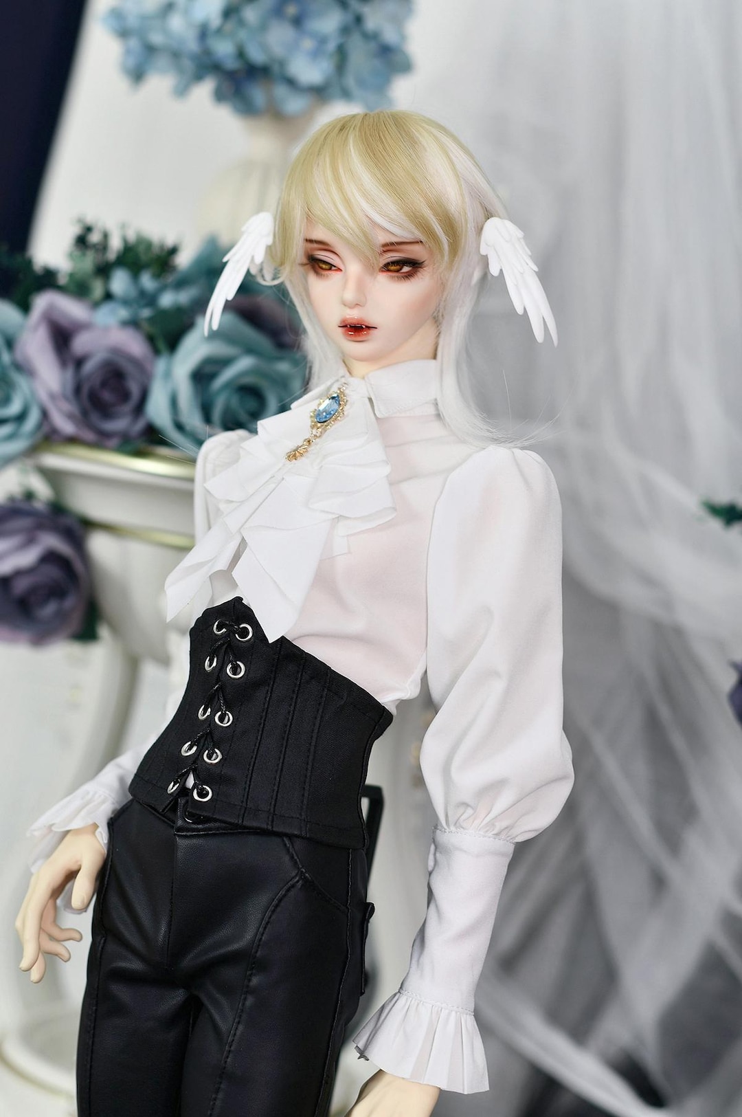 1/4 1/3 70cm 75cm Customized Retro Ruffled White Shirt Mutton Sleeve ...