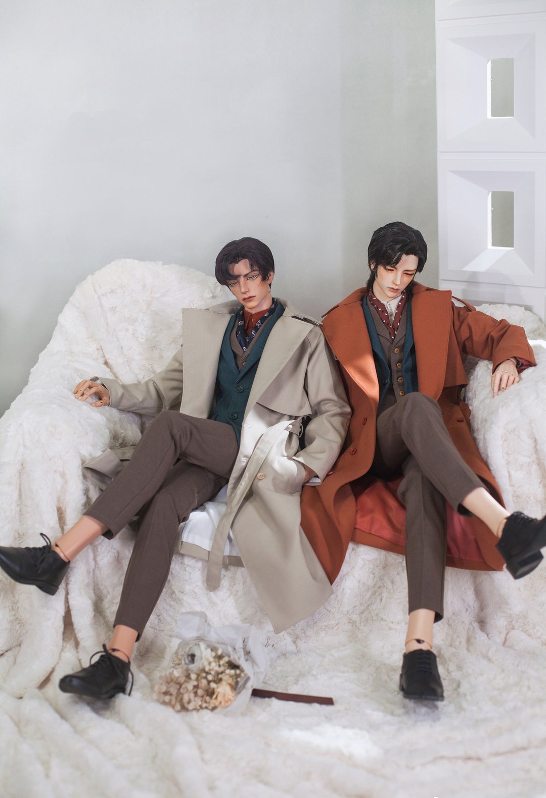 BJD Suits Set Preorder Trench Coat/dress Suits/ Silk Shirt Fifth Motif ...