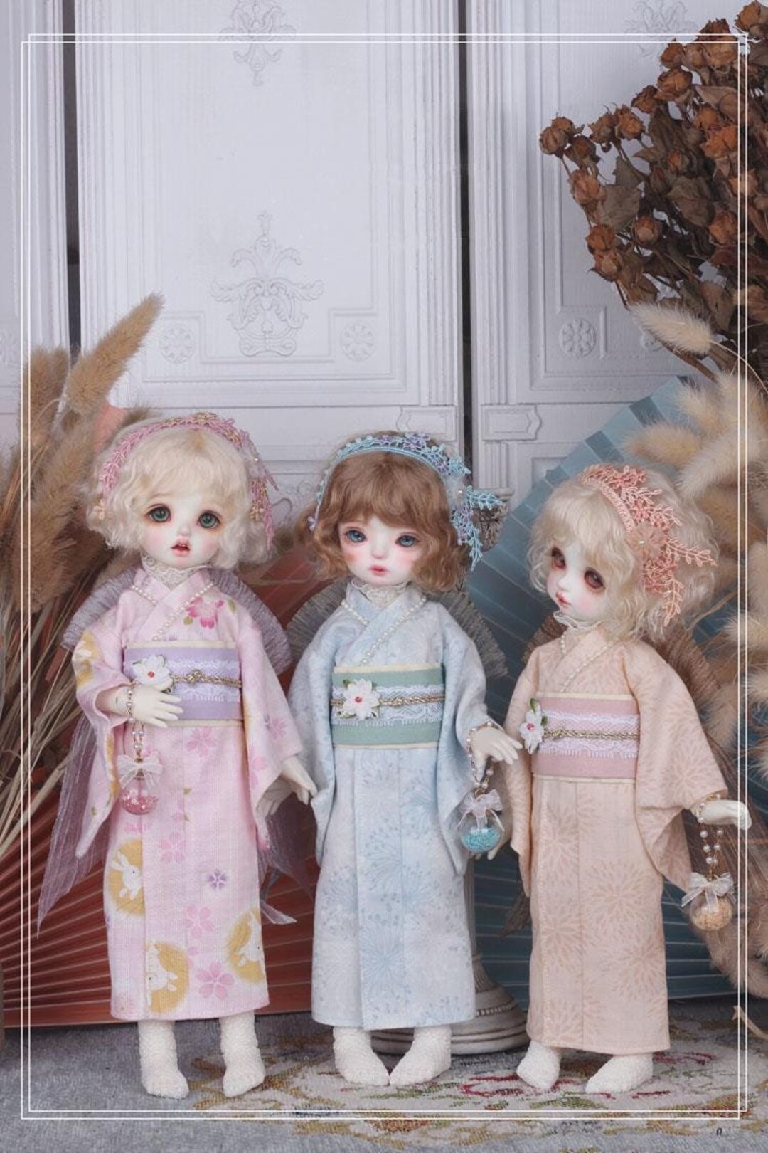 1/6 in Stock Kimono Yukata Clothes Set BJD Yosd Pink Blue Beige Yosd ...