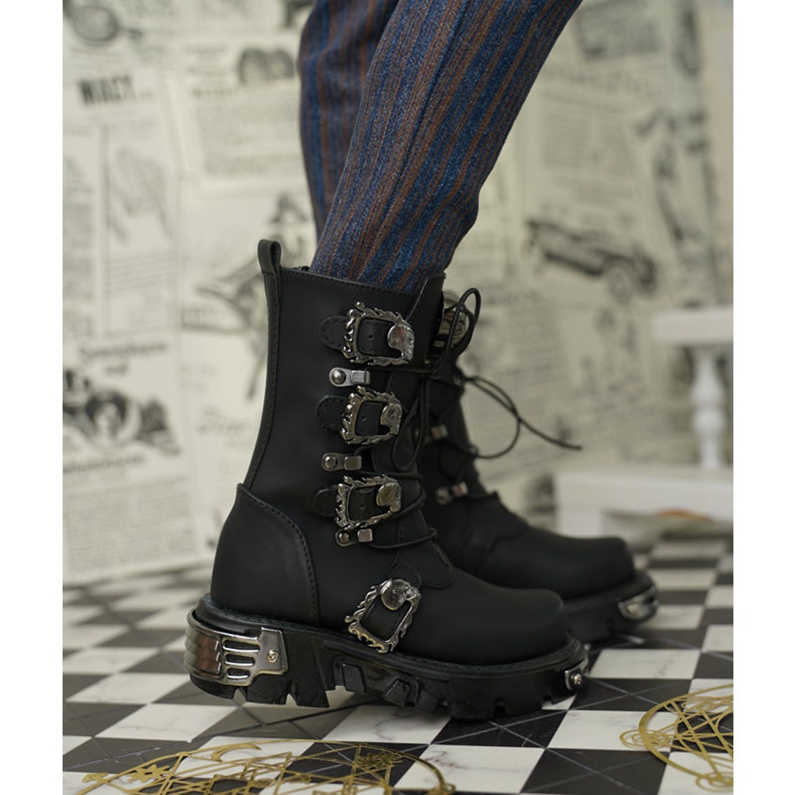 BJD 70cm SSDF Boots in Stock Punk Black Shoes - Etsy