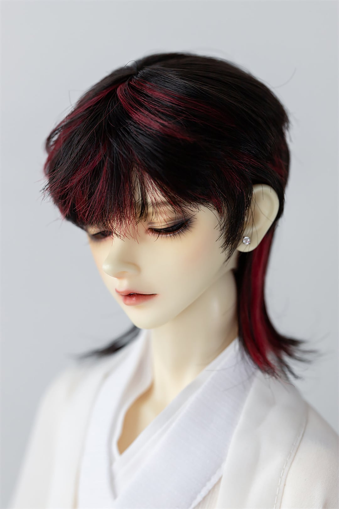 BJD 1/3 1/4 1/6 Wigs Highlights Short Hair 23-24cm Black Light Green ...