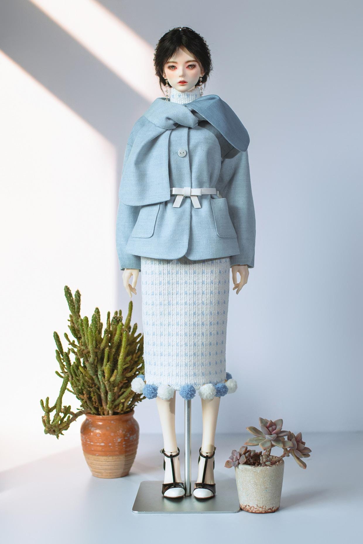 1/3 Customize Girls Woollen Coat+ Knit Dress Formal Clothes Set ...