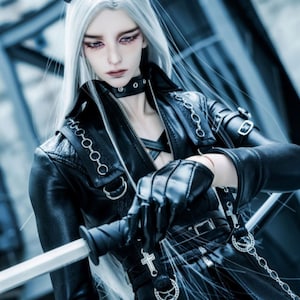 BJD HID ID75 Preorder Faux Leather Jacket PU Slim Pants Clothes Set ...