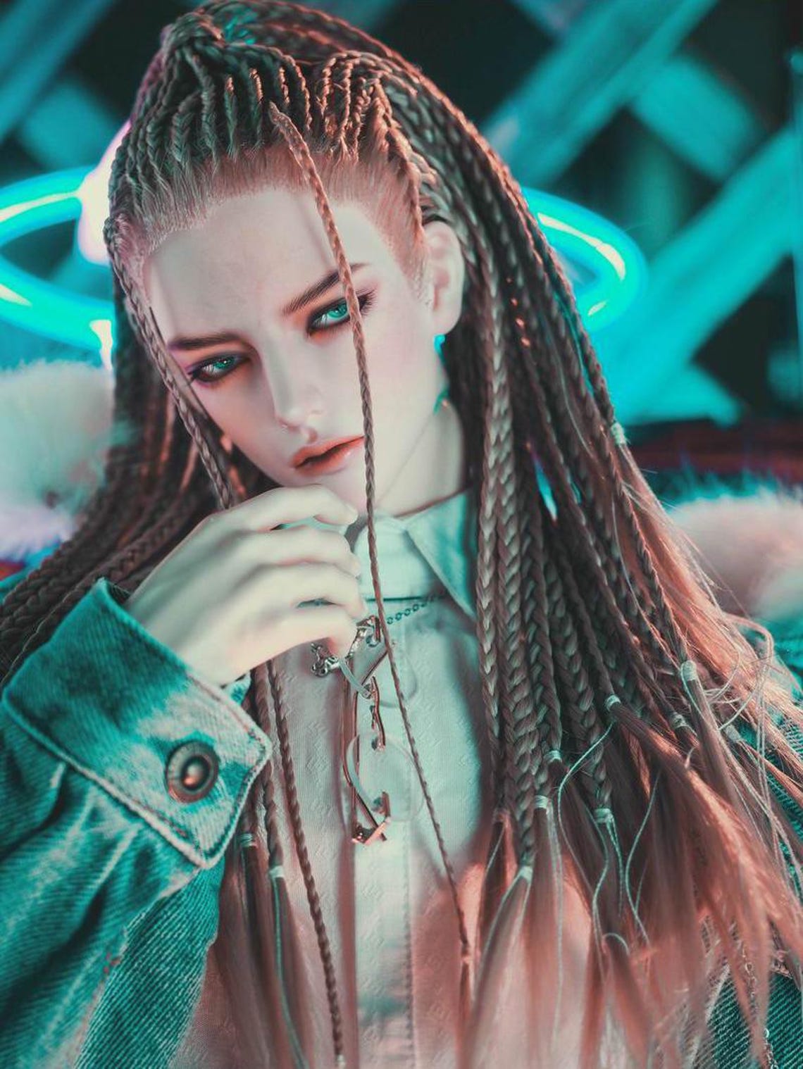 1/3 Wigs Preorder Dreadlocks Braided Wig Glued Crafted White Black Pony ...