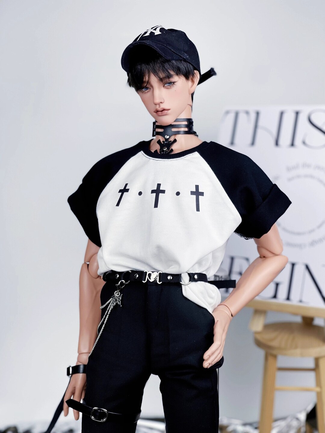 BJD T-shirt in Stock 1/4 70cm ID75 75cm Cross Black and White Top - Etsy