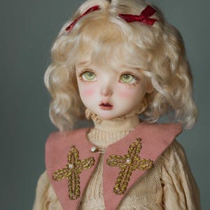 BJD in Stock 1/4 Wigs Mohair Curly Hair Blonde Milky Latino Perm 17.5 ...