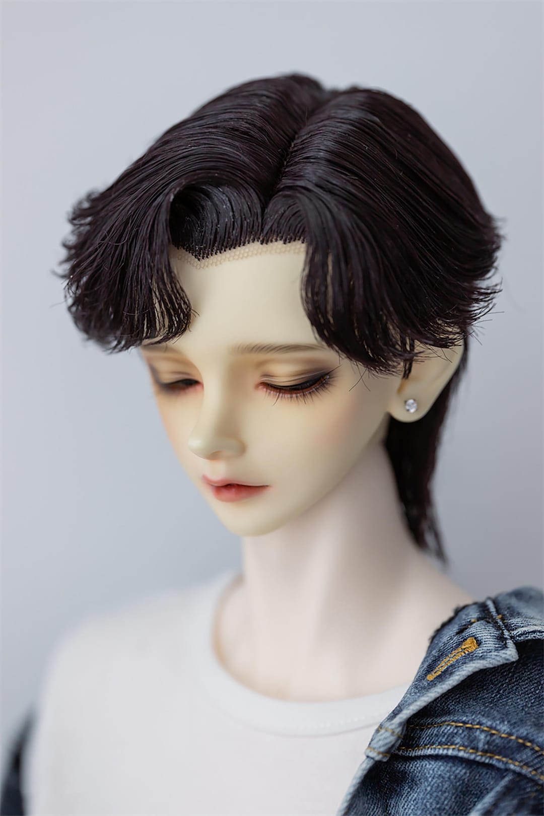 BJD 1/3 1/4 Wigs High Temperature Glued Short Hair Grey/ Black - Etsy
