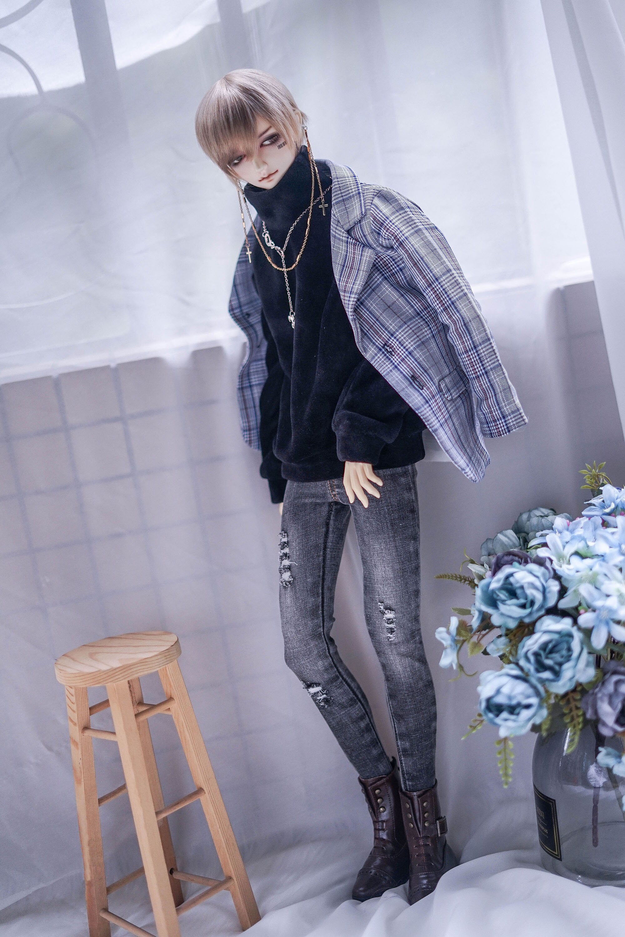 BJD Blazer SD17 SD13 MSD 1/4 Checked Jacket 70cm Customize | Etsy