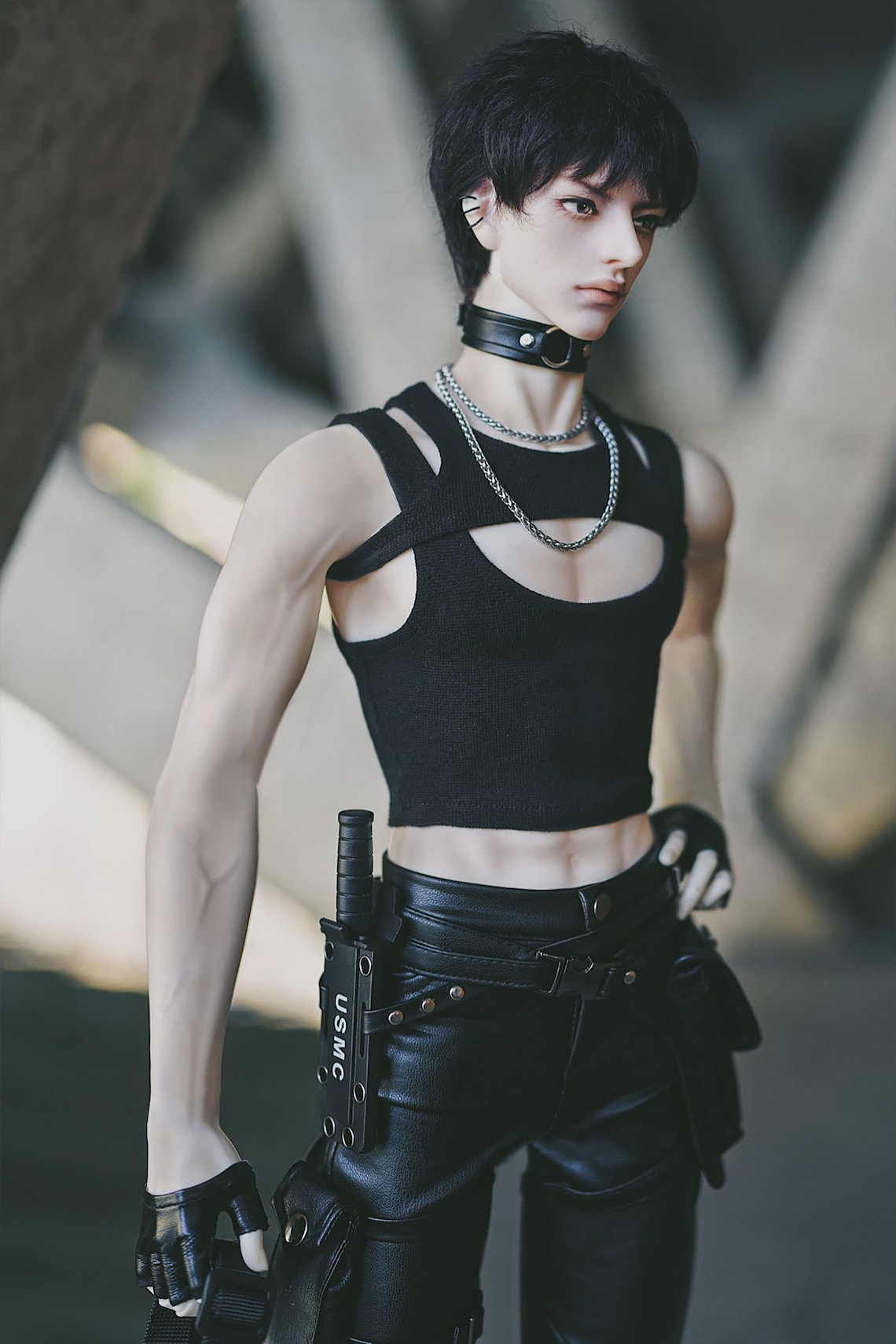 BJD HID ID75 SD17 Preorder Faux Leather Jacket/ PU Slim Pants/ Tank Top ...