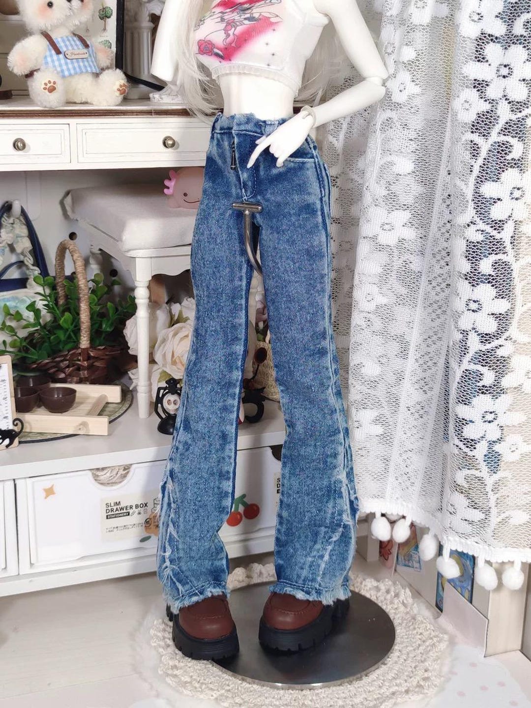 1/4 in Stock Jeans Washed Blue Denim Flare Pants MDD Msd DFH BJD ...