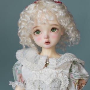 BJD in Stock 1/4 Wigs Mohair Curly Hair Blonde Milky Latino Perm 17.5 ...