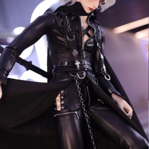 BJD HID ID75 Preorder Faux Leather Jacket PU Slim Pants Clothes Set ...