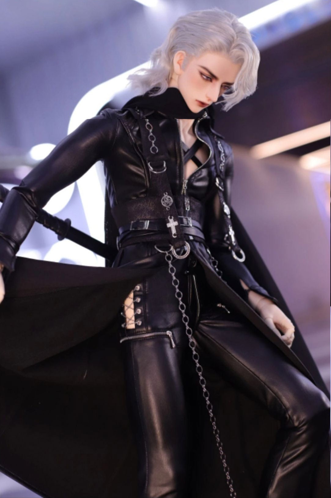 BJD HID ID75 Preorder Faux Leather Jacket PU Slim Pants Clothes Set ...