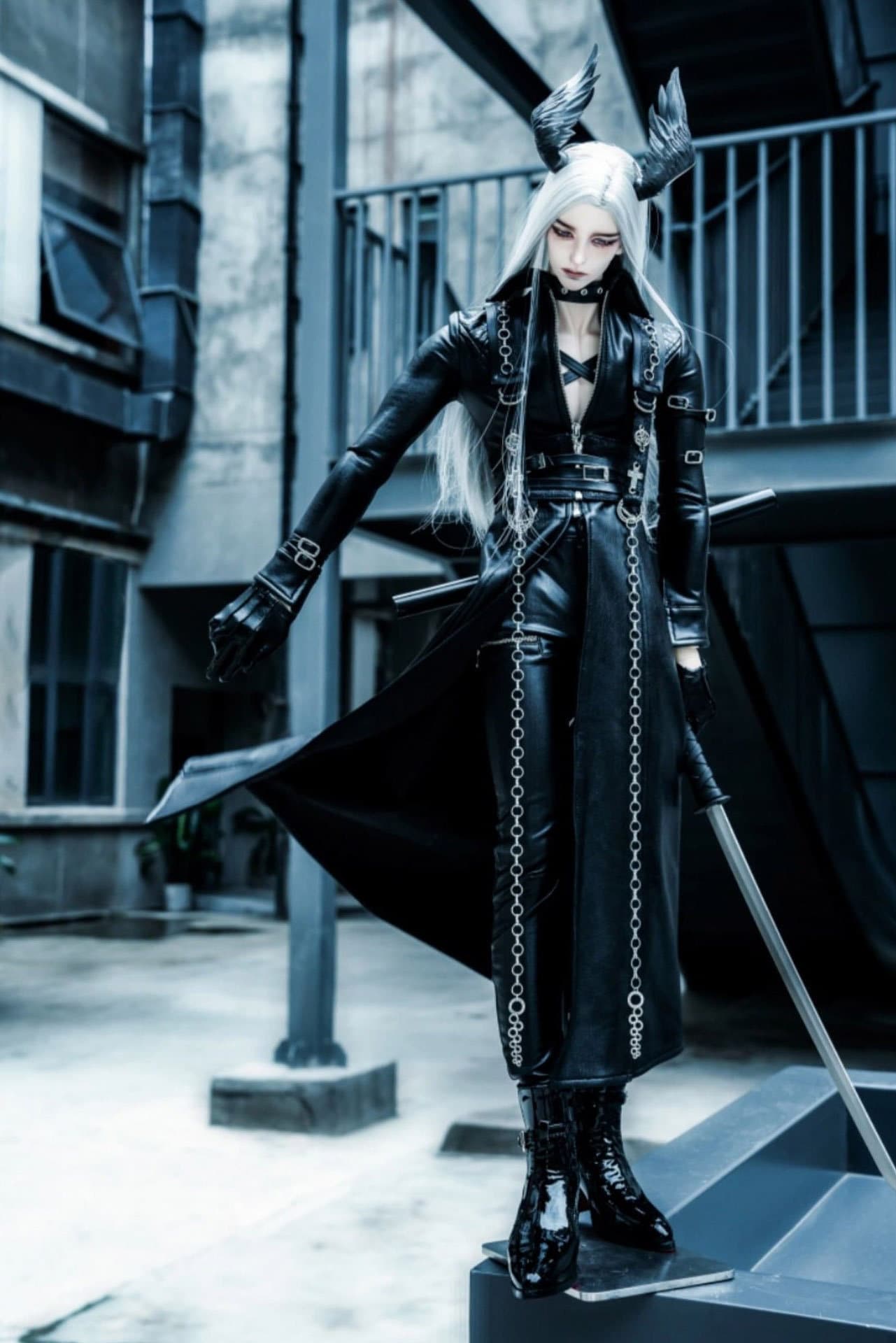 BJD HID ID75 Preorder Faux Leather Jacket PU Slim Pants Clothes Set ...