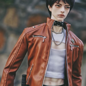 BJD HID ID75 SD17 Preorder Faux Leather Jacket/ PU Slim Pants/ Tank Top ...