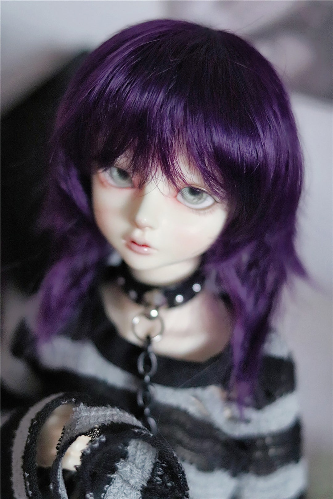 BJD 1/3 1/4 1/6 Wigs in Stock Short Mullet Hair Purple Grey Brown - Etsy