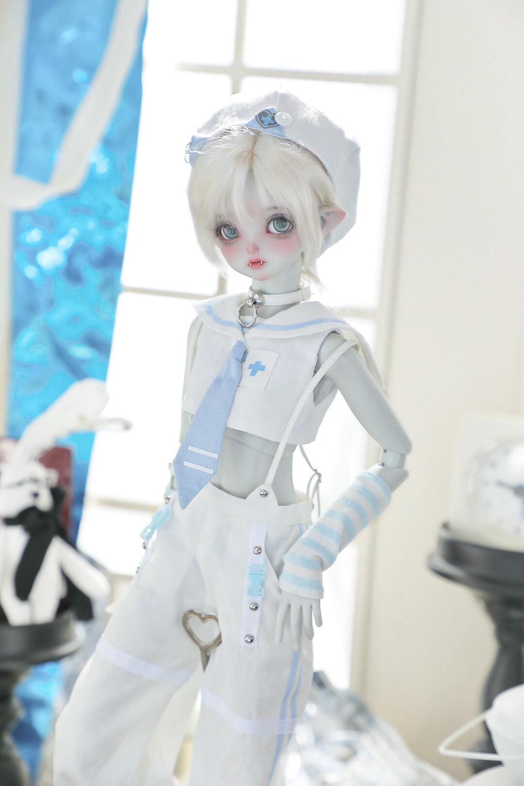 1/4 Preorder Top+ Tie+ Pants+ Beret Hat+ Sleeves+ Choker BJD Clothes ...