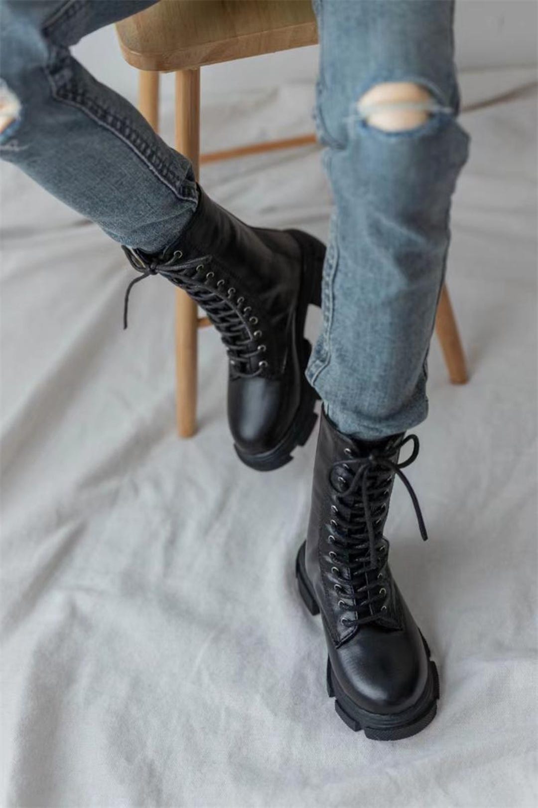 BJD 1/6 1/4 70cm ID75 Shoes in Stock Black Boots Dollshe Fifth Motif - Etsy