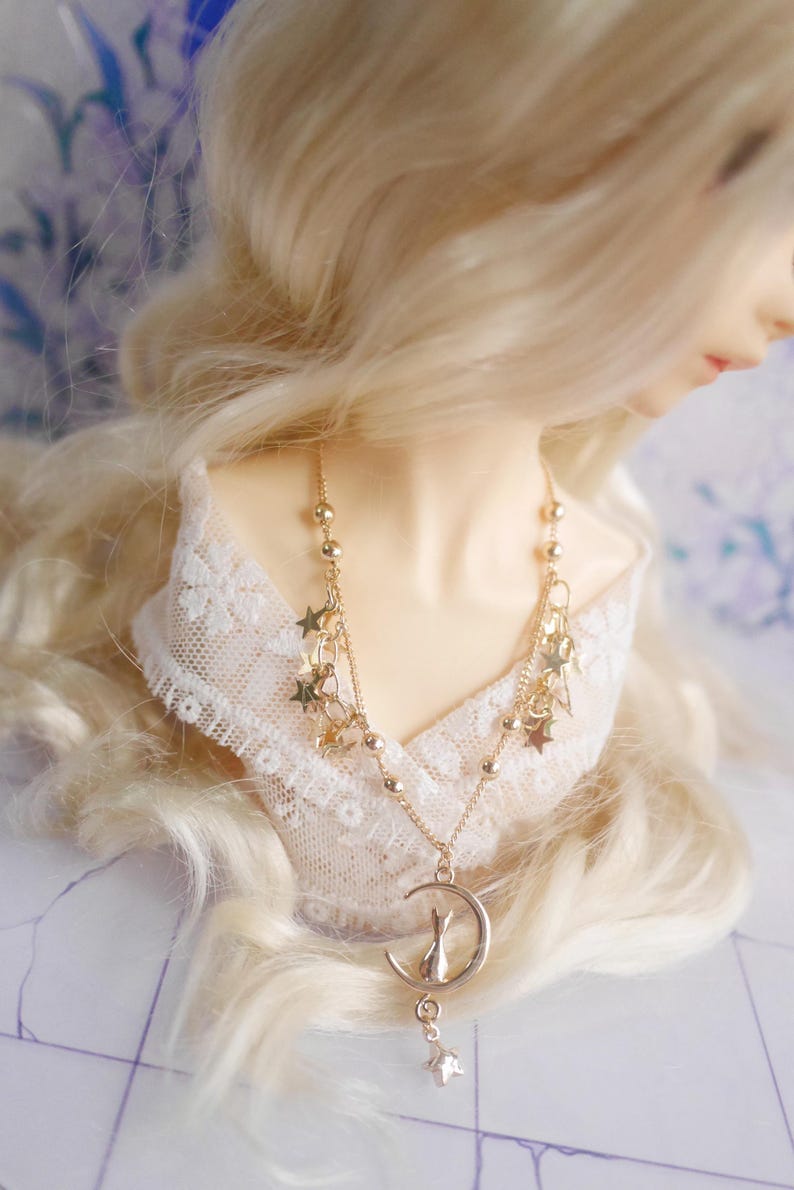 BJD 1/3 1/4 in Stock Cat Moon Design Necklace Golden Doll Accessories ...