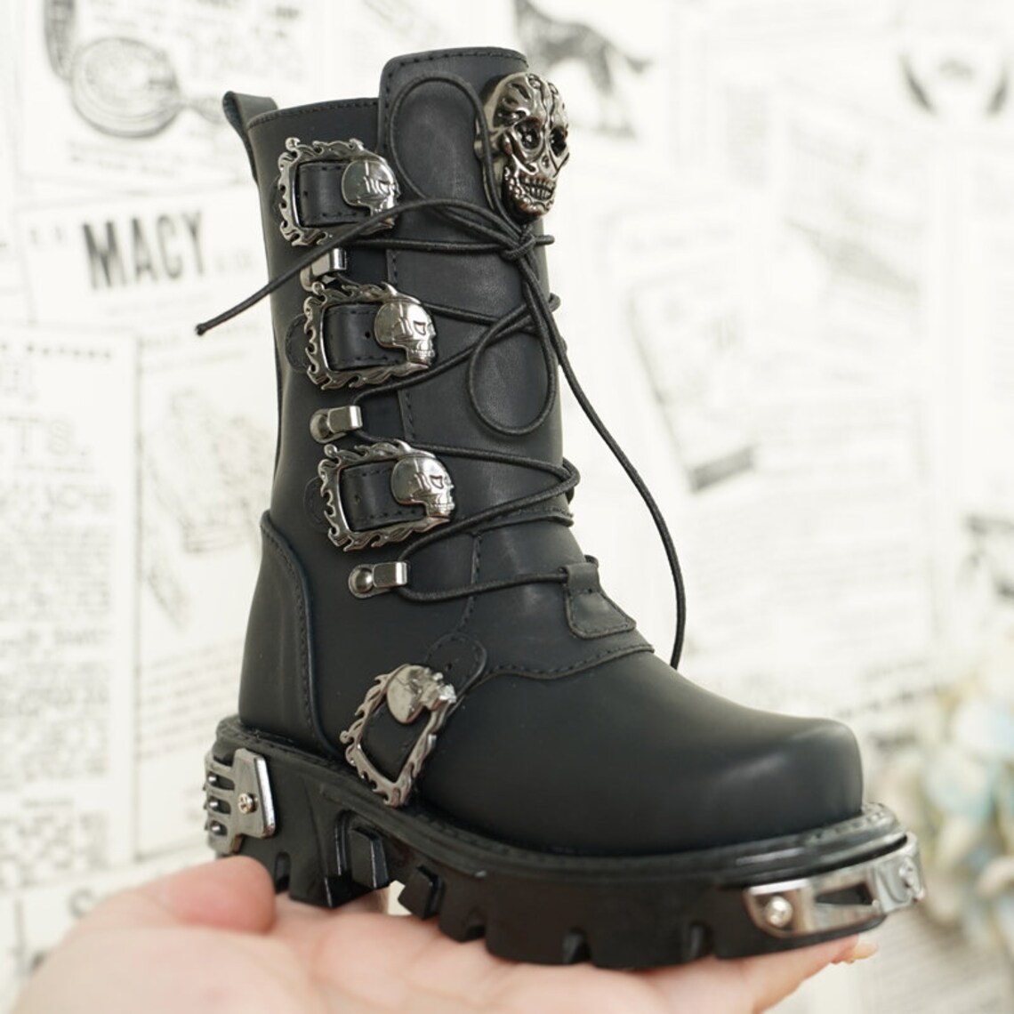 BJD 70cm SSDF Boots in Stock Punk Black Shoes - Etsy