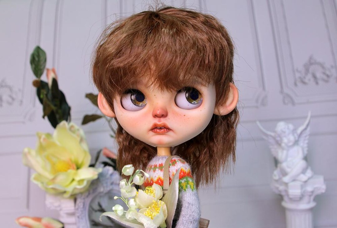 Blythe in Stock Wig Curly Wolf Tail Hair Bjd Brown Black - Etsy