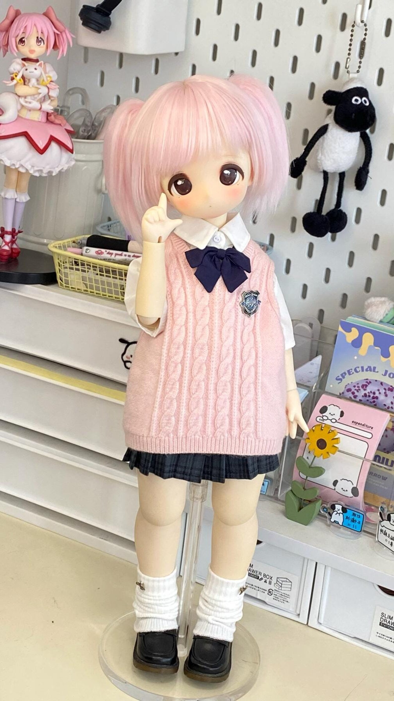 1/4 in Stock Knit Vest+ Short Sleeve Shirt+ Pleated Skirt+ Leg Warmer ...