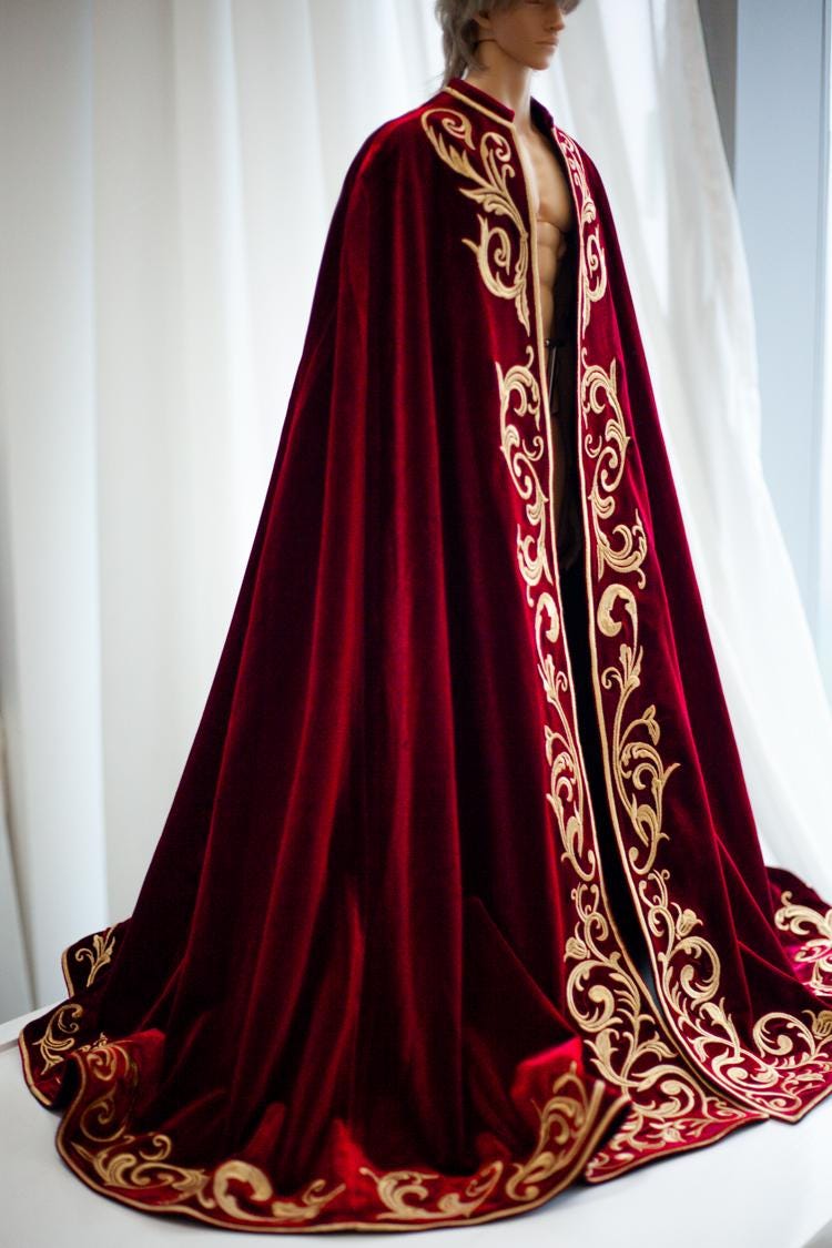 Limited ID75 68cm in Stock Velvet Cloak Embroidery Cross Retro Clothes ...