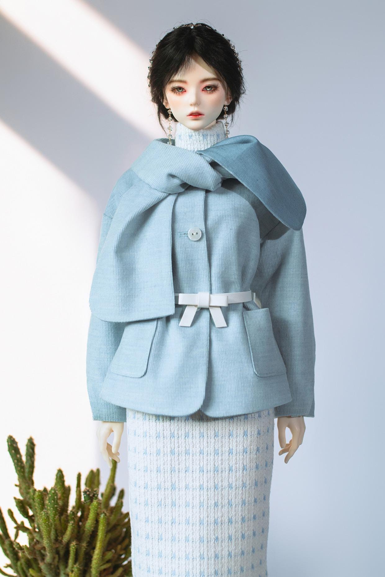 1/3 Customize Girls Woollen Coat+ Knit Dress Formal Clothes Set ...