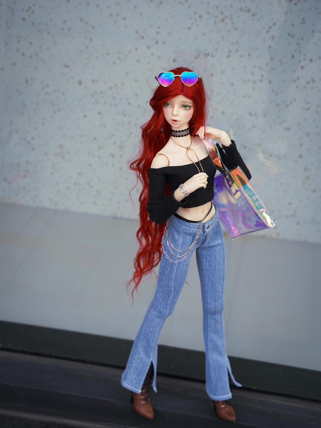 1/4 1/3 in Stock Flared Jeans+ off Shoulder Top+ Necklace BJD Clothes ...