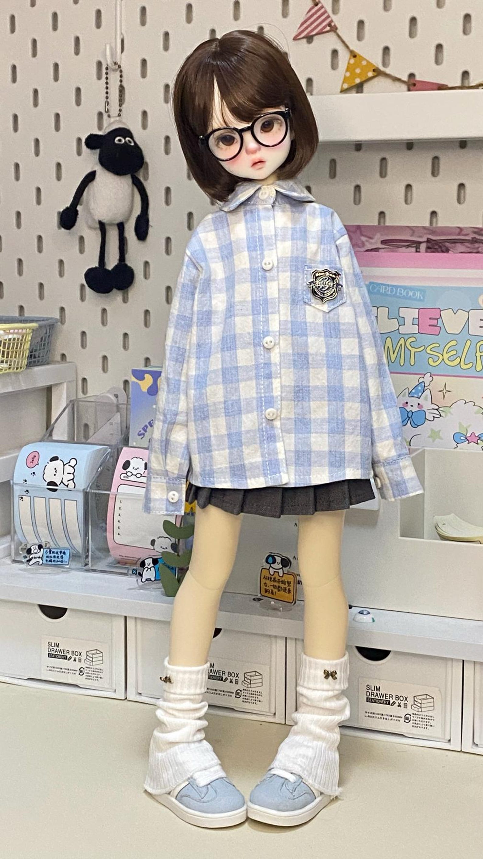 1/4 in Stock Knit Vest+ Short Sleeve Shirt+ Pleated Skirt+ Leg Warmer ...