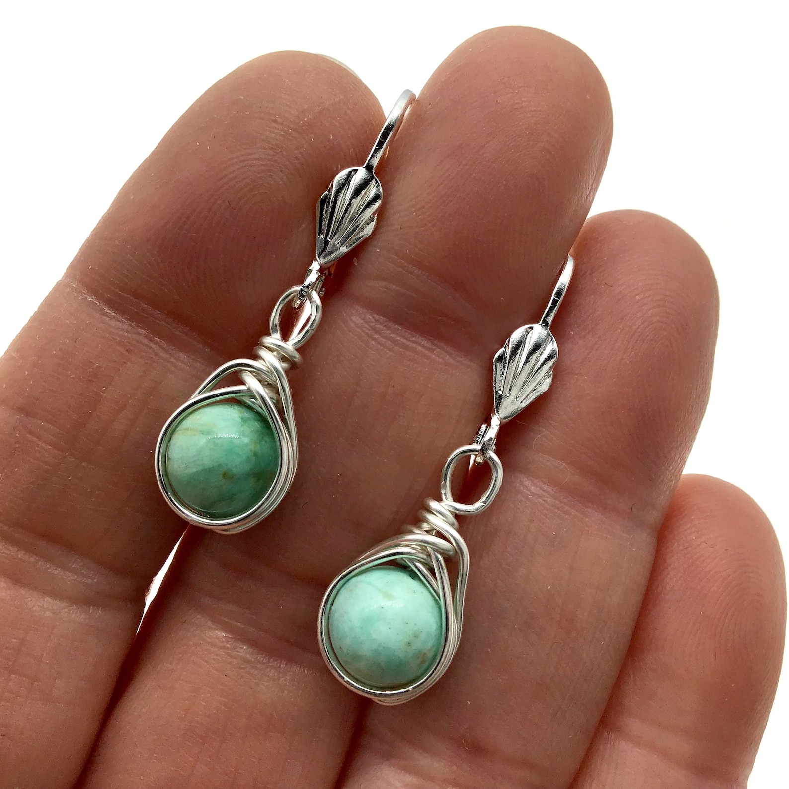 Silverplate Peruvian Turquoise, Leverback Earrings, Gift for Boho Style ...