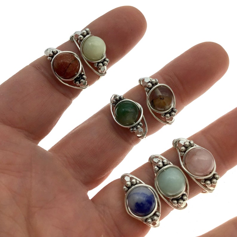 Sterling Silver Pale Blue Amazonite Wrap Ring Healing - Etsy