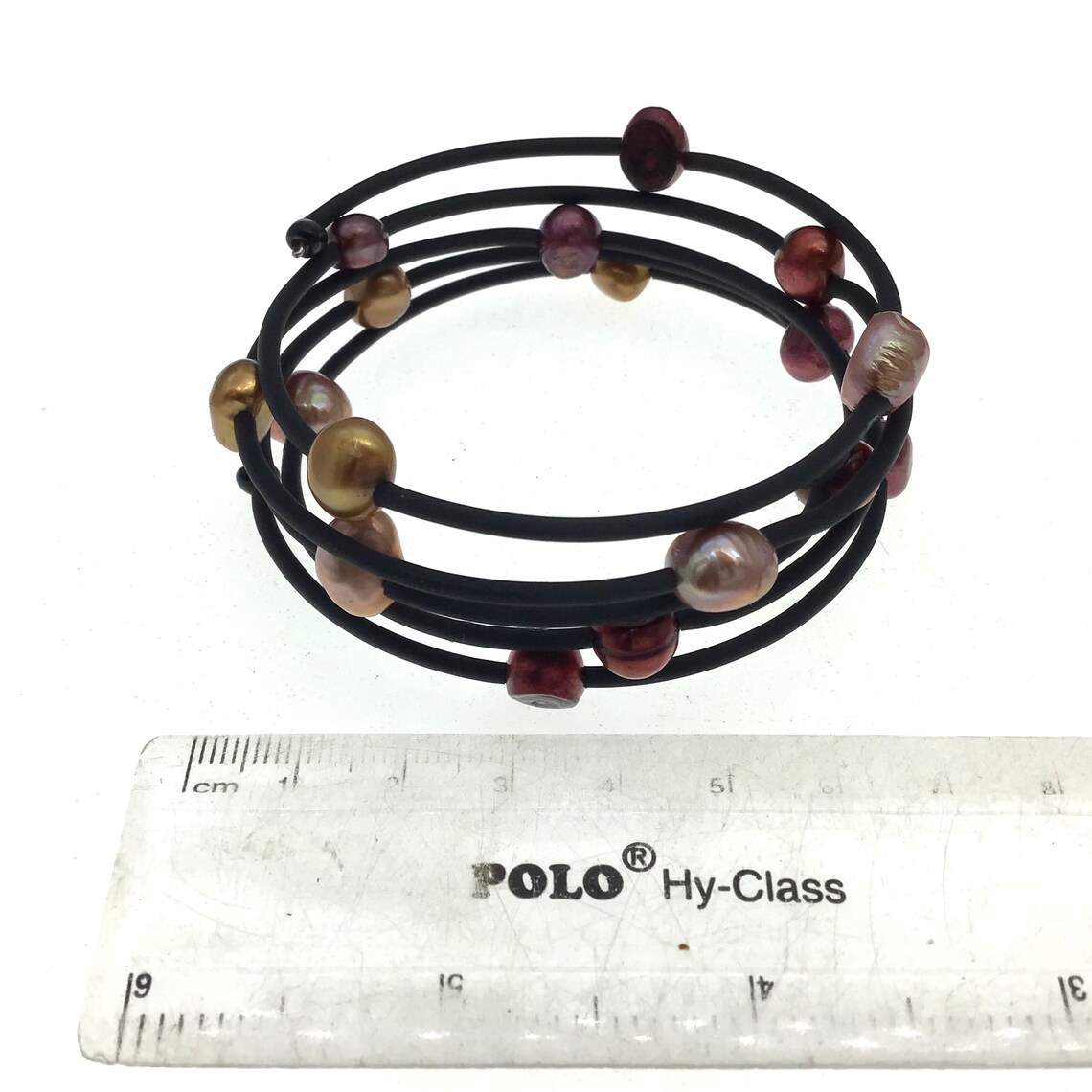 Vulcanite Wrap Bracelet: Freshwater Pearls, Memory Wire Cuff - Etsy