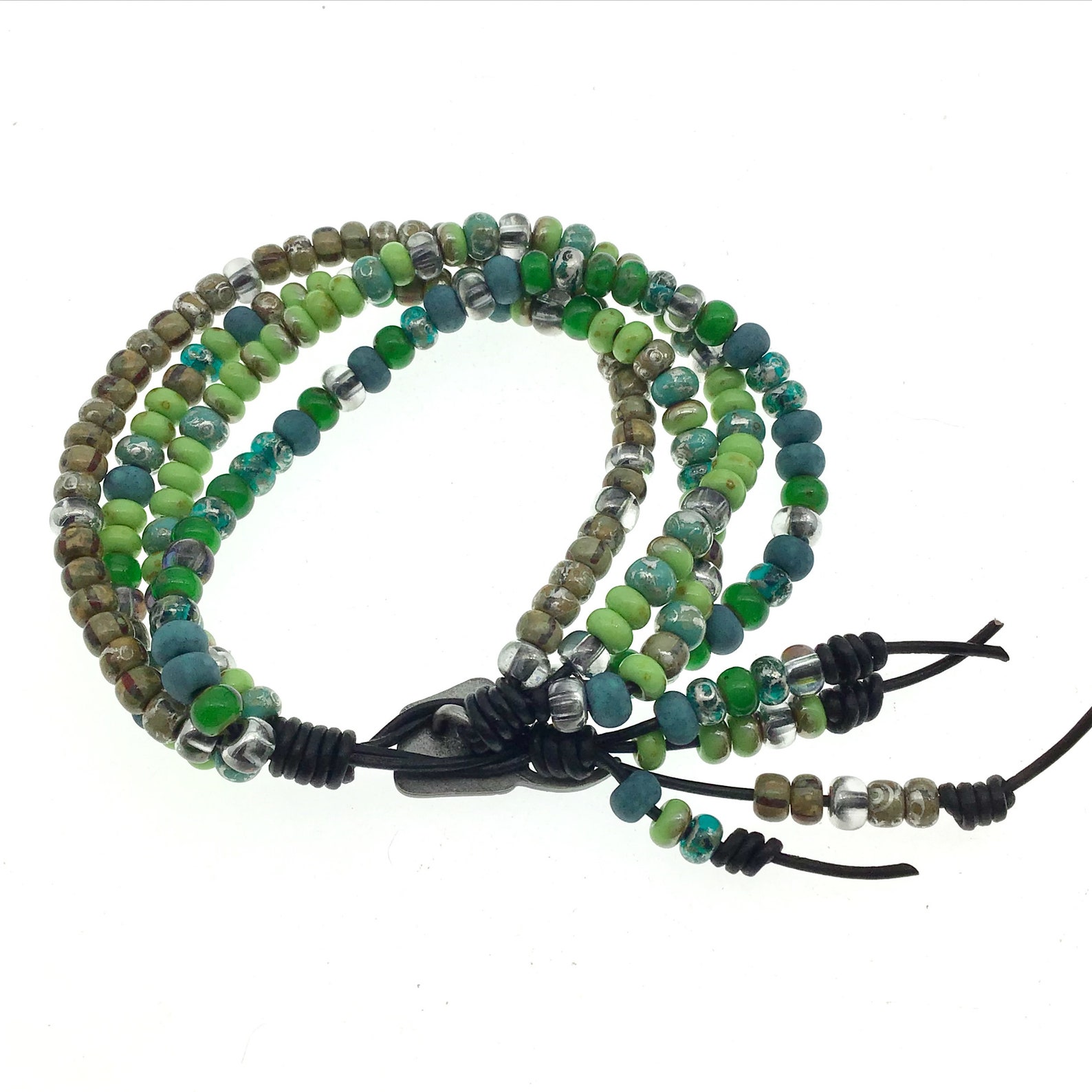 Stingray Art Glass Seed Bead 4 Strand Bracelet Beaded Leather - Etsy