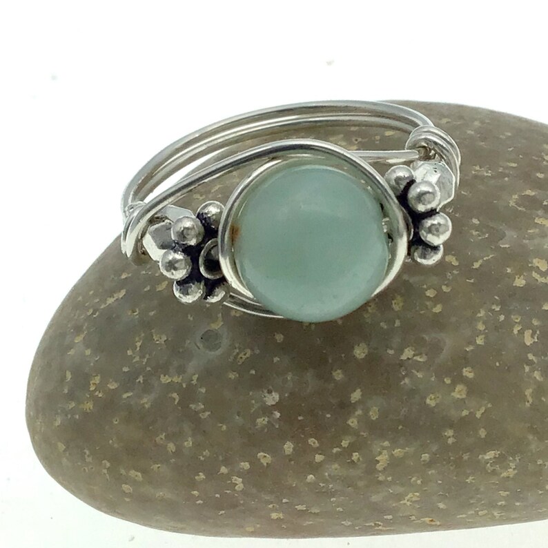 Sterling Silver Pale Blue Amazonite Wrap Ring Healing - Etsy