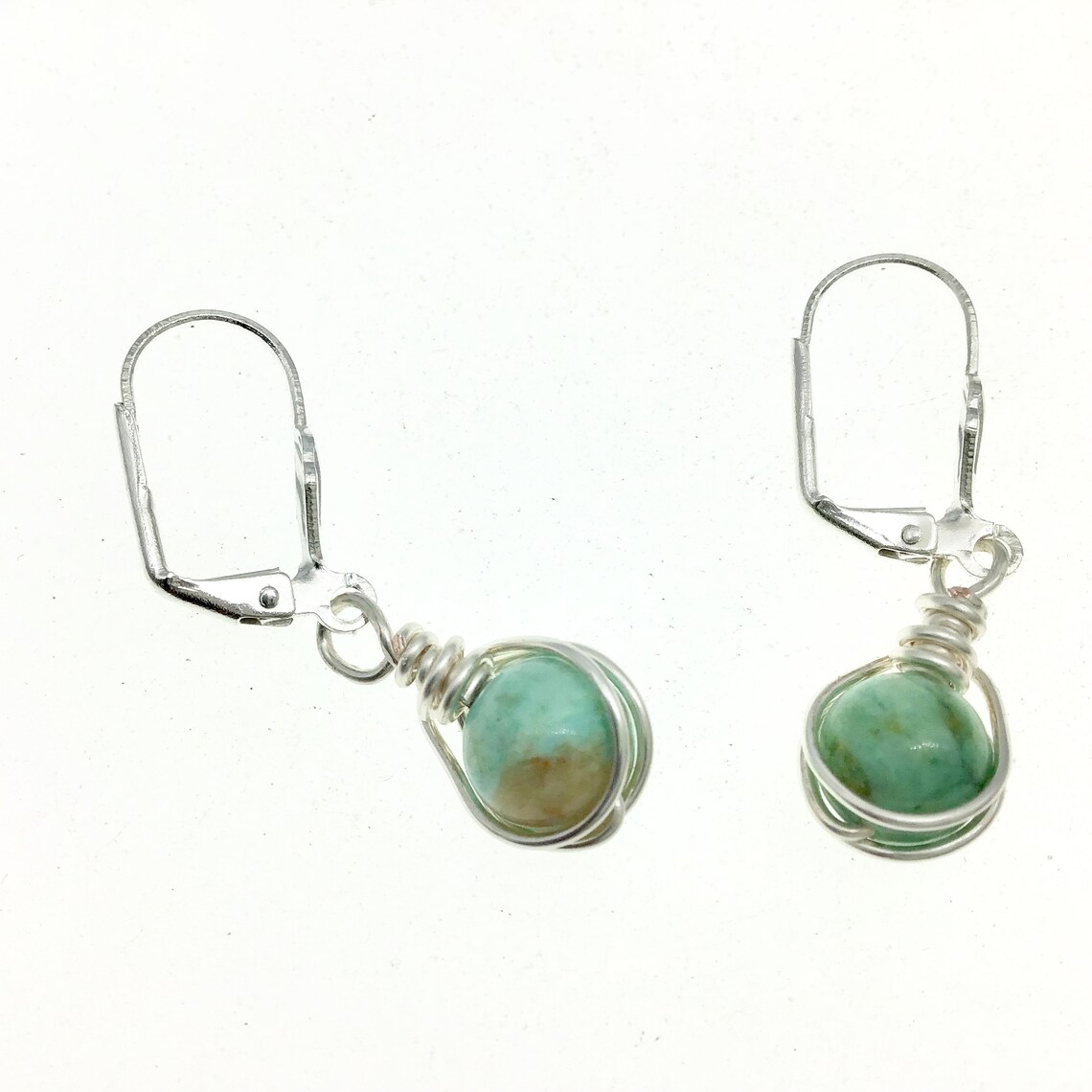 Silverplate Peruvian Turquoise Leverback Earrings: Boho Style - Etsy