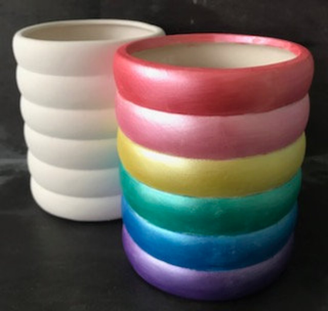 Rainbow Flower Pot, Paint Your Own Ceramics , Pottery Plant Pot ...