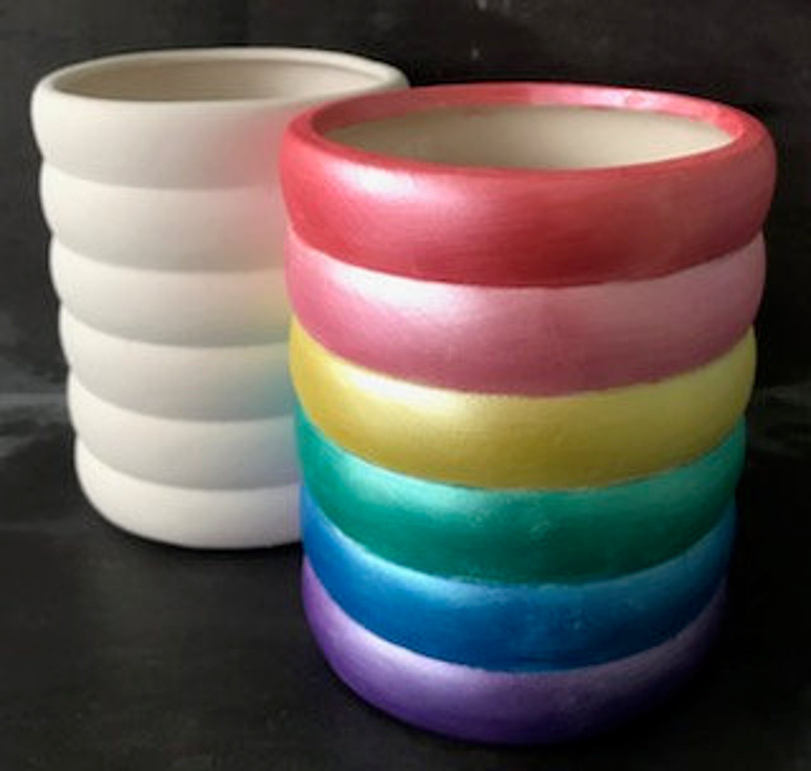 Rainbow Flower Pot, Paint Your Own Ceramics , Pottery Plant Pot ...
