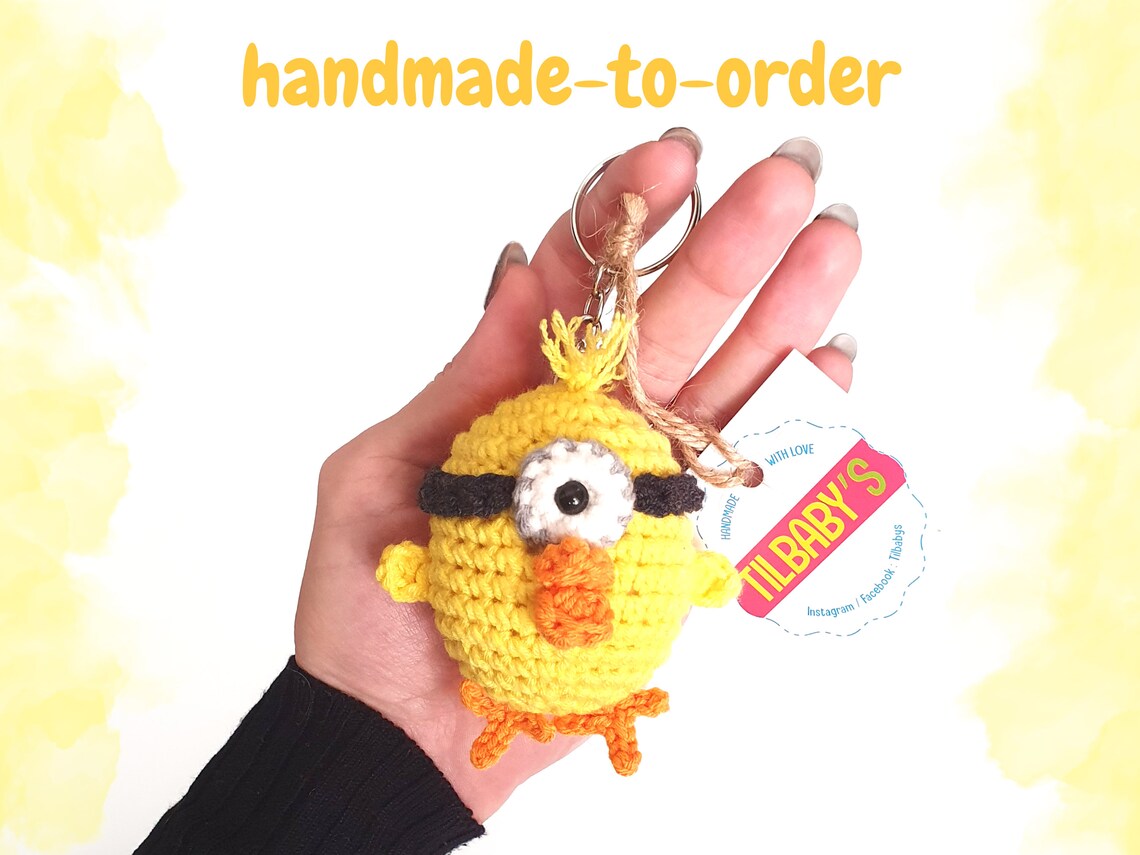 Handmade Crochet Minion Chick Keyring: Despicable Me Amigurumi - Etsy